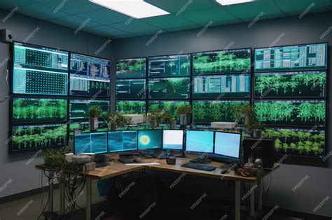 Premium Photo Room Filled With Sensors And Monitors Displaying Realtime Information From Plant