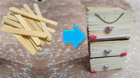 Diy Jewellery Box Made From Popsicle Sticks Cardboard Box And