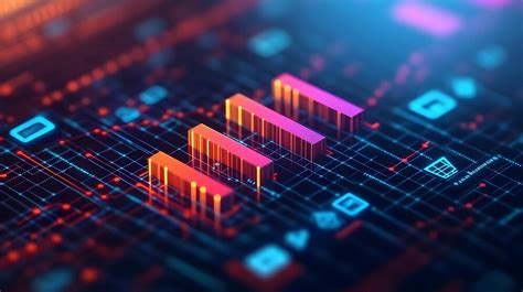 Abstract 3d Neon Bar Graph On Circuit Board Premium Ai Generated Image