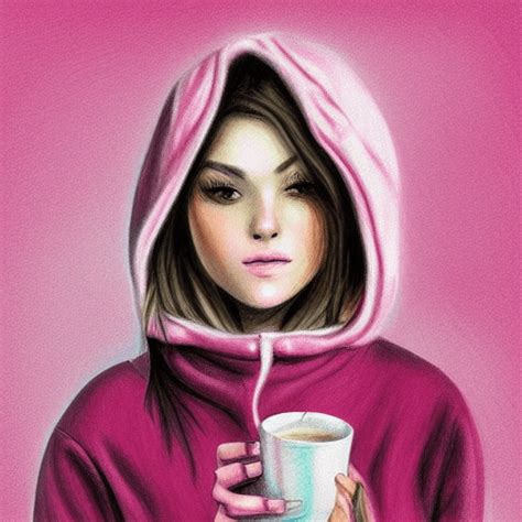 Pink Hoodie Girl Drawing · Creative Fabrica
