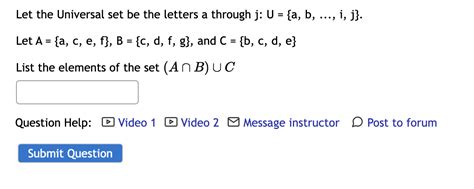 Solved Let The Universal Set Be The Letters A Through J U Chegg