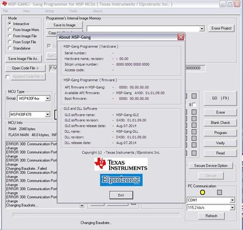 Msp Gang430 Framing Errors Msp Low Power Microcontroller Forum Msp Low Power