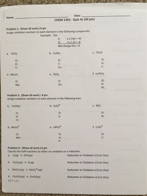 Solved Assign Oxidation Numbers To Each Element In The Chegg Com