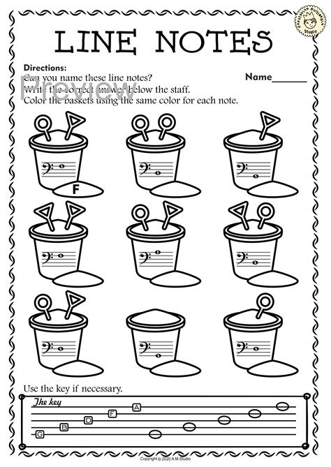 Bass Clef Note Naming Worksheets For Summer With Answers