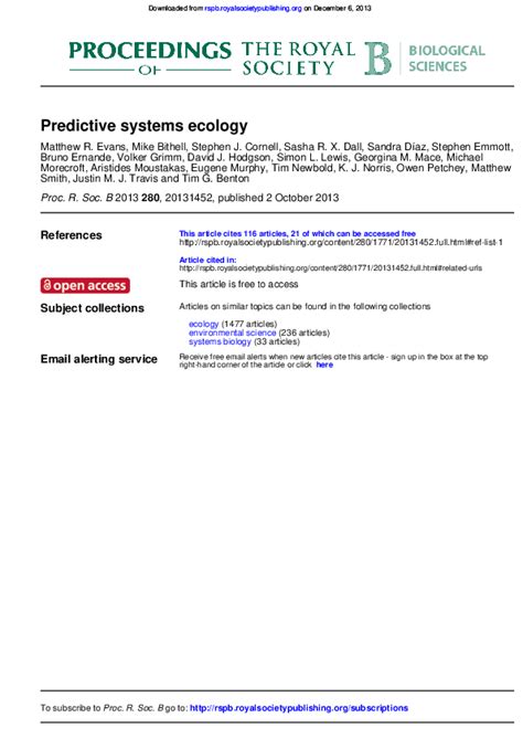 Pdf Predictive Systems Ecology