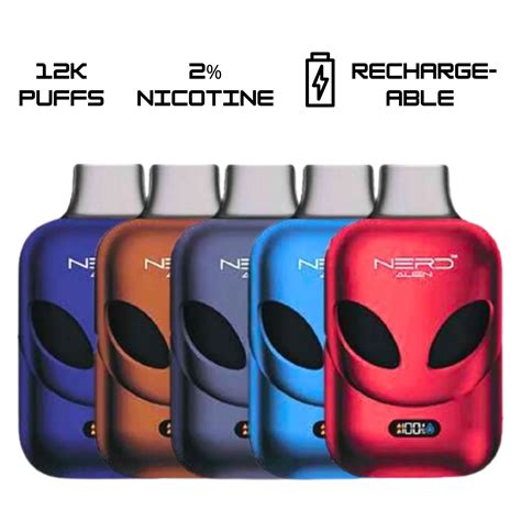 Nerd Alien 12000 Puffs Disposable Vape 2 20mg Nic 7 Flavors Puff Ae
