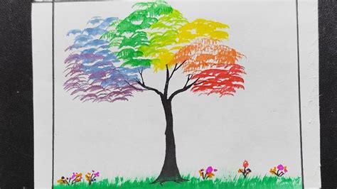 🌈a Wonderful Rainbow Tree 🌈 চলো আঁকি কাল্পনিক রংধনু গাছ 🩵 ️💜💚💛 Youtube