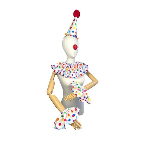 Multi Colored Polka Dot Clown Hat With Pom Poms Halloween Etsy