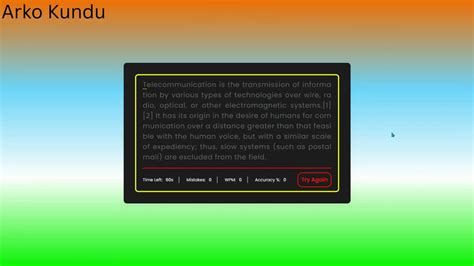 Arko Kundu On Linkedin Project Speedtypinggame Html5 Css Js Typing