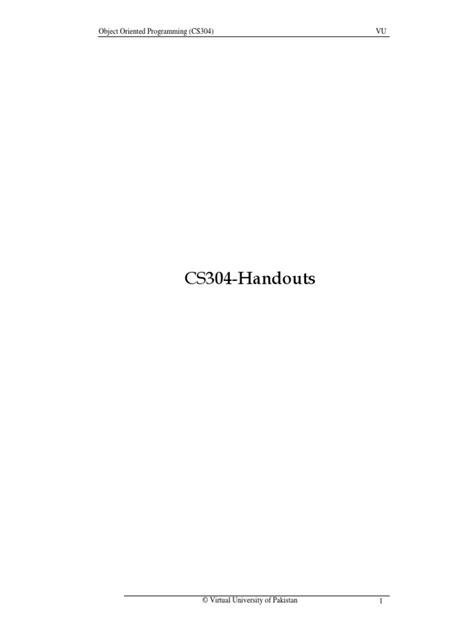 Object Oriented Programming Handouts Pdf Method Computer