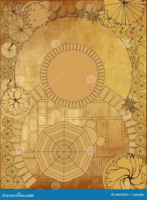 Landscape Architectural Project Stock Vector Illustration Of Paper Draft 54635591