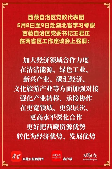 西藏自治区党政代表团赴湖北省学习考察 王君正王蒙徽出席两省区工作座谈会并讲话澎湃号·政务澎湃新闻 The Paper