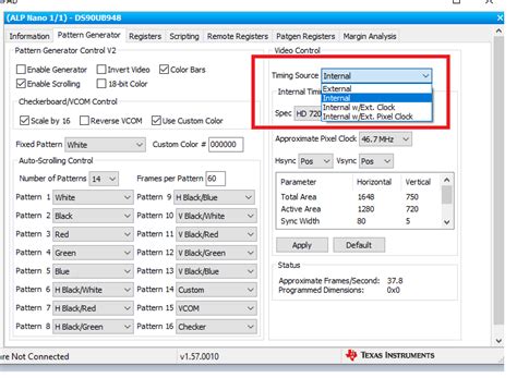 DS UB Q ALP Pattern Generator Setting Interface Forum Interface TI E E Support Forums