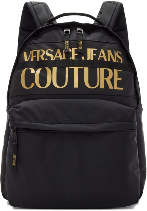 Versace Jeans Couture Black Logo Backpack Versace