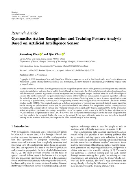 Pdf Gymnastics Action Recognition And Training Posture Analysis Based On Artificial