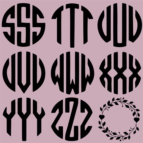 3 Letter Monogram Font Svg Includes Flower Wreath Circle Etsy