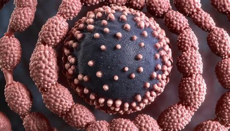 Close Up De Uma Partícula De Vírus Com Uma Casca De Proteína Rosa E Um