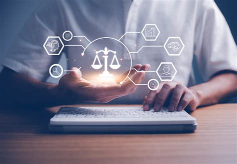 Ai 윤리 또는 Ai 법률 개념 Ai 윤리 강령 개발 규정 준수 규정 표준 비즈니스 정책 및 기계 학습 알고리즘의 의도하지 않은 편향으로부터 보호하기 위한 책임 법에 대한