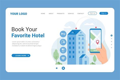 Template Halaman Arahan Hotel Pemesanan Online Ilustrasi Stok Unduh