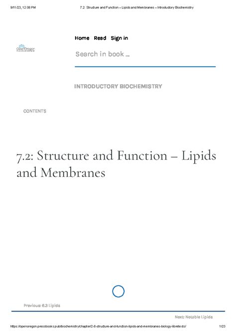 Lipids And Membranes Introductory Biochemistry Home Read Sign In Introductory Biochemistry