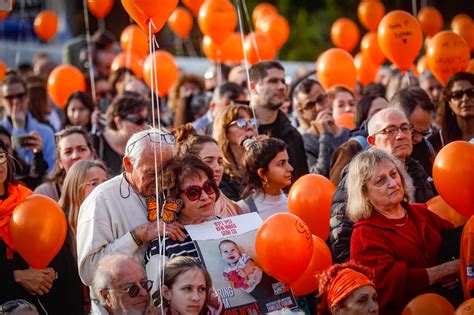 Hundreds In Tel Aviv Mark First Birthday Of Redheaded Hostage Kfir