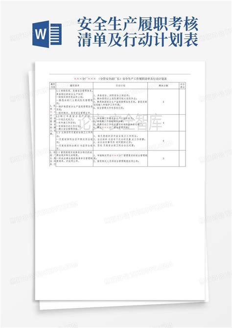 安全生产履职考核清单及行动计划表word模板下载编号loovdodz熊猫办公