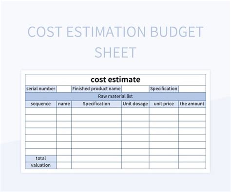 Cost Estimation Estimate Excel Template And Google Sheets File For Free Download Slidesdocs