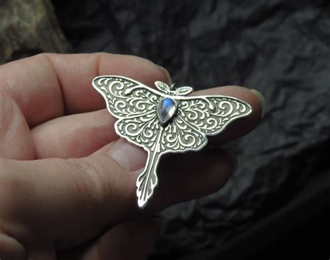 Luna Moth Necklace Sterling Silver Butterfly Necklace Etsy