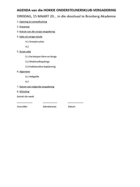 Agenda En Notule Voorbeelde Vir Graad 7 Pdf