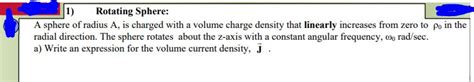 Solved Rotating Sphere A Sphere Of Radius A Is Charged Chegg