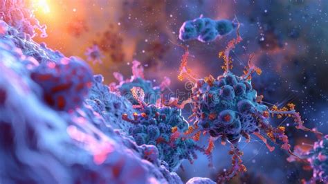 A 3d Rendering Of A Tlr Interacting With A Viral Protein Initiating The