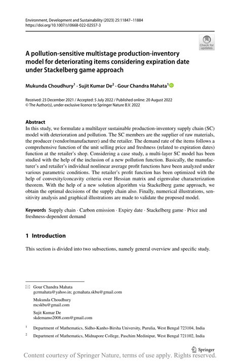 a pollution‑sensitive multistage production‑inventory model for