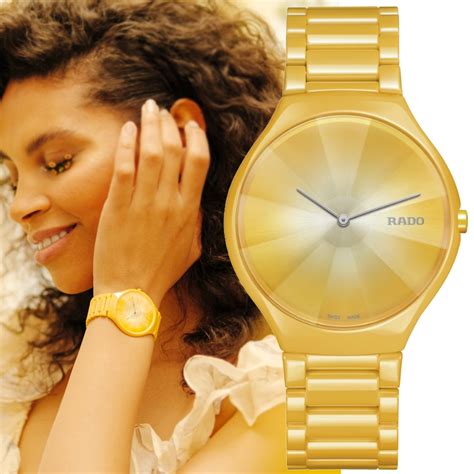 Rado 雷達表 True Thinline真薄系列 世界花園 高科技陶瓷石英錶 39mm 夏季黃 R05 R27122252 Rado