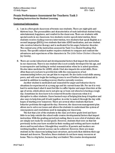Ppat Task 3 Final Pdf Reading Process English As A Second Or