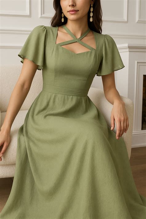Elegant Sage Green Maxi Dress Grace Meets Sophistication 🍀💚 Design