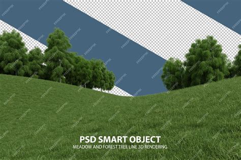 Premium Psd Realistic Grass Hill And Forest Tree Line 3d Rendering Of Isolated Objects