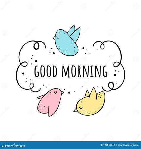 Vector Illustration Of A Cute Birds Good Morning Scandinavian Motives