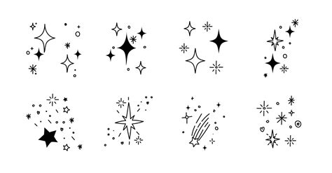 Set Of Cute Sparkle Doodle Element Vector Hand Drawn Doodle Style