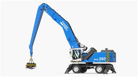3d Terex Fuchs Mhl360 Material Handler With Magnet Crane Turbosquid