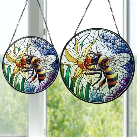 Yellow Suncatcher Honeycomb Stained Glass Suncatcher