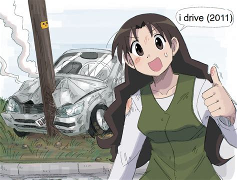 Safebooru 1girl Airbag Azumanga Daioh Breasts Brown Eyes Brown Hair