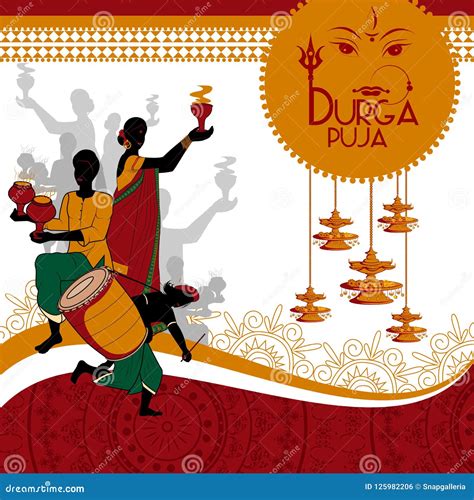 Happy Durga Puja India Festival Holiday Background Stock Vector