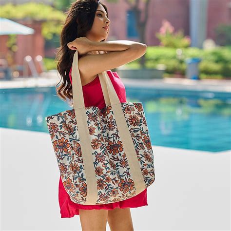 Block Printed Canvas Bags Amber Amaryllis Anju Jewelry