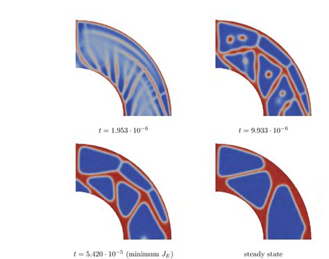 Test 21 Evolution Of The Phase Material Density Variable ρ In Time