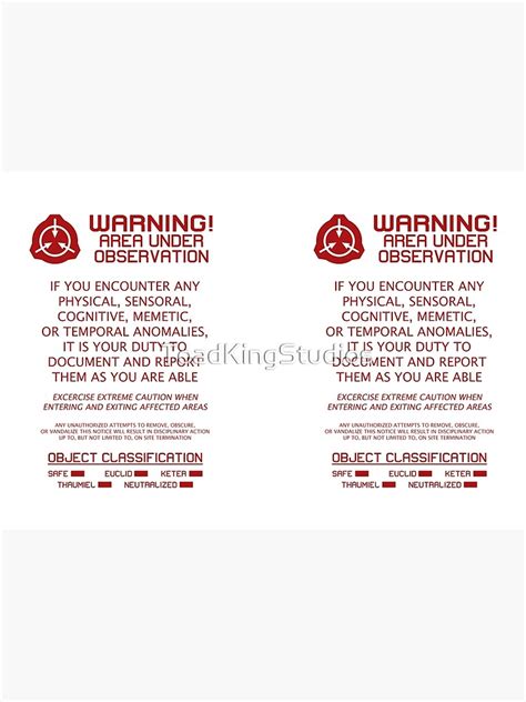 Scp Foundation Red Warning Sign White Background Hardcover Journal