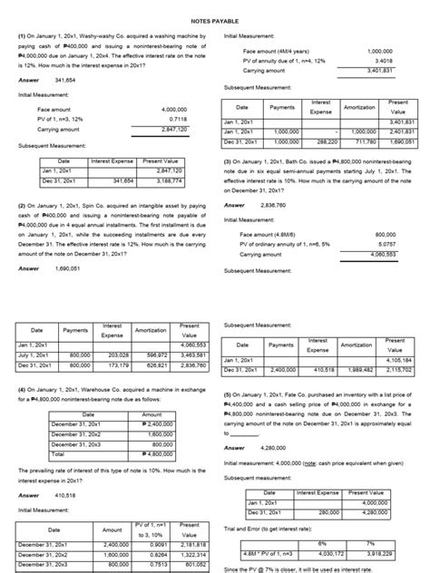 Notes Payable Pdf Present Value Interest