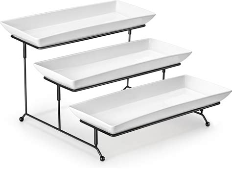 Malacasa 3 Tier Serving Tray Porcelain Tiered Tray Stand 14 Inch