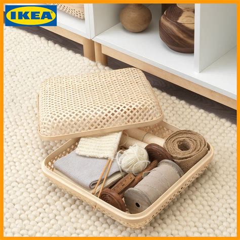 Ikea Smarra Box With Lid Natural 30x30x10 Cm Bekas Kotak Serbaguna