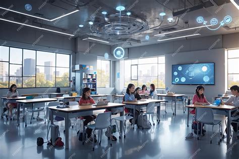 Premium Ai Image Iot And Education Smart Connections In The Futuristic Classroom