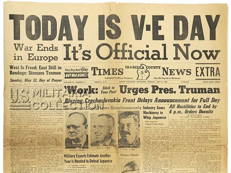 Journal Today Is V E Day 8 Mai 1945 US Militaria Collection